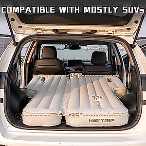 HEYTRIP SUV Inflatable Air Mattress for Car Camping, 4 Inch Thickened Car Camping Bed, Adjustable Firmness Sleeping Pad for 2 Persons (72 x 47 x 4 Inch, Light Grey)