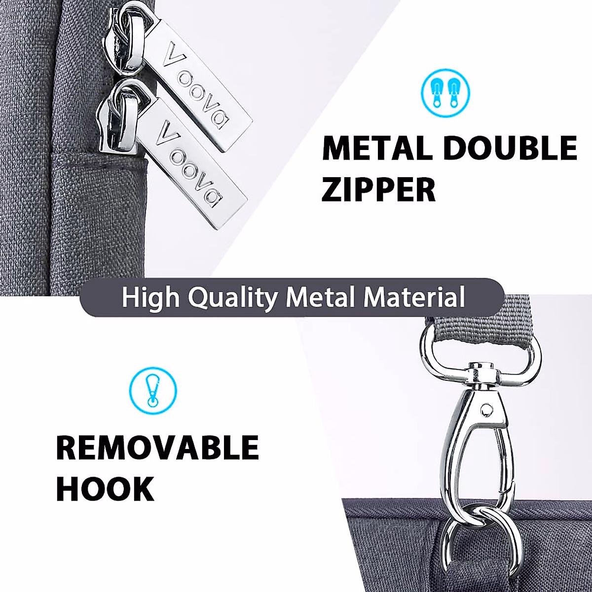 V Voova Laptop Bag 17 17.3 inch with Shoulder Strap & Handle, Waterproof Laptop Case Sleeve Compatible with 17-18 Inch HP Acer Asus Dell Lenovo, Slim Briefcase Computer Cover for Men Women, Grey