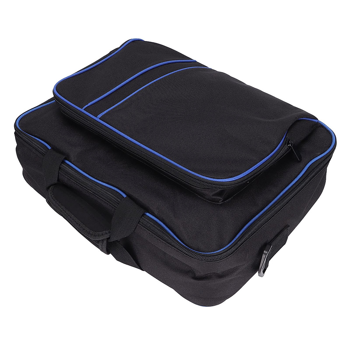 ASHATA Portable Travel Carrying Bag for PS5, Large Capacity Protective Console Case with Adjustable Shoulder Strap and Flared Pad for Games Controller(Blue Black)