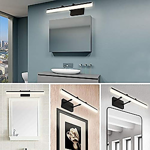 YHTlaeh Adjustable LED Bathroom Vanity Light Fixture Wall Cabinet 18W 24inch Matte Black Natural White Light 4000K for Makeup Bathroom Lighting Over Mirror (24in Non Dimmable)