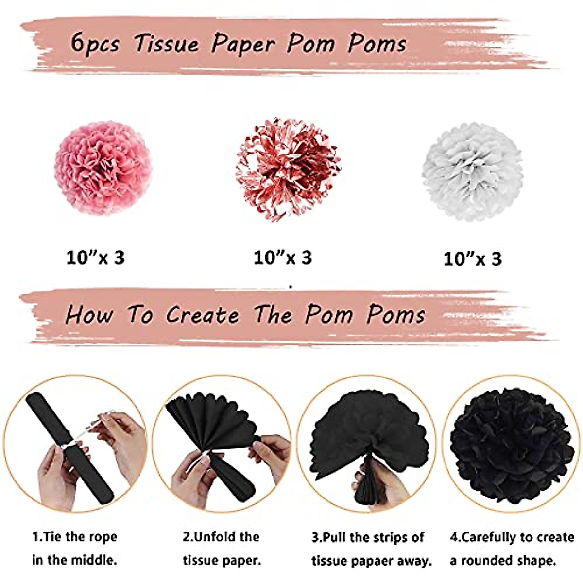 Retirement Party Decorations for Women & Men- 51 Pcs Rose and Gold Happy Retirement Banner, Paper Garland and Foil balloon Decorations,Sparkling Hanging Swirls Retirement Decorations Party Supplies