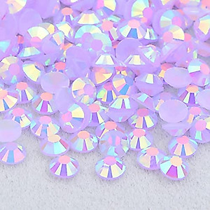 2mm 3mm 4mm 5mm Transparent Light Purple AB Rhinestone Flat Back Resin Crystal Stones Non Hot Fix Jelly Strass