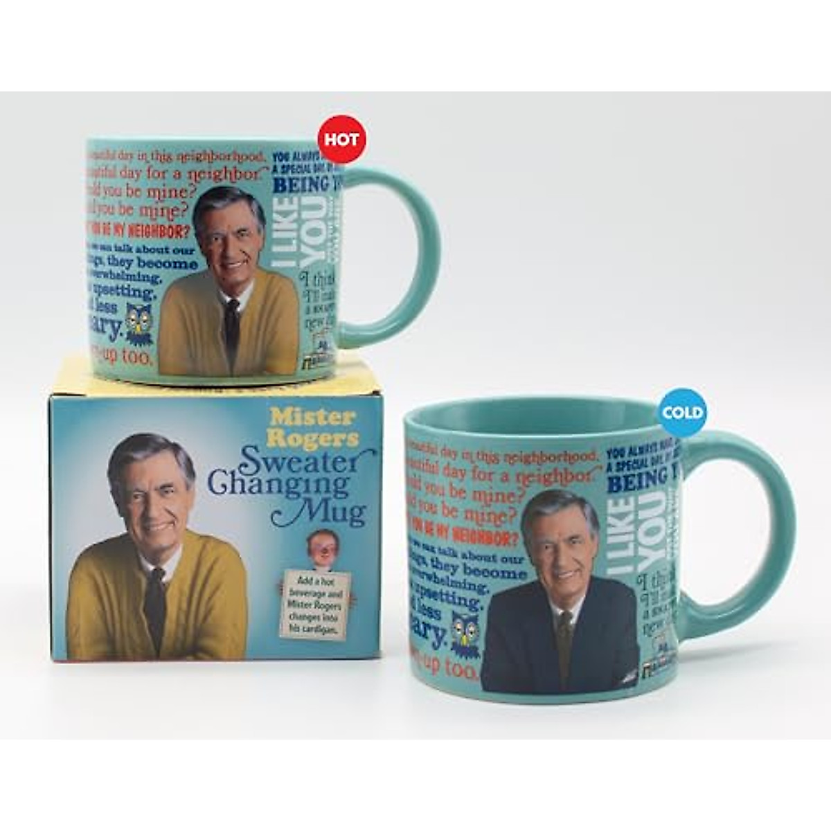 Mister Rogers Heat Changing Mug - Add Coffee or Tea and Mr. Rogers' Jacket Changes to His Sweater - Comes in a Fun Box
