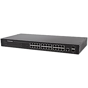 Intellinet 24 Port Web Managed Gigabit Ethernet Switch with 2 SFP Ports –with 19" Rackmount Brackets, SNMP Management and Remote Monitoring, Metal Housing, Fanless & Quiet–3 Yr Mfg Warranty-560917