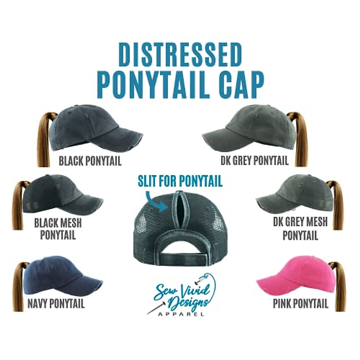 Boat Hair don't Care with anchor | Distressed Baseball Cap or Ponytail Hat | Nautical Hat