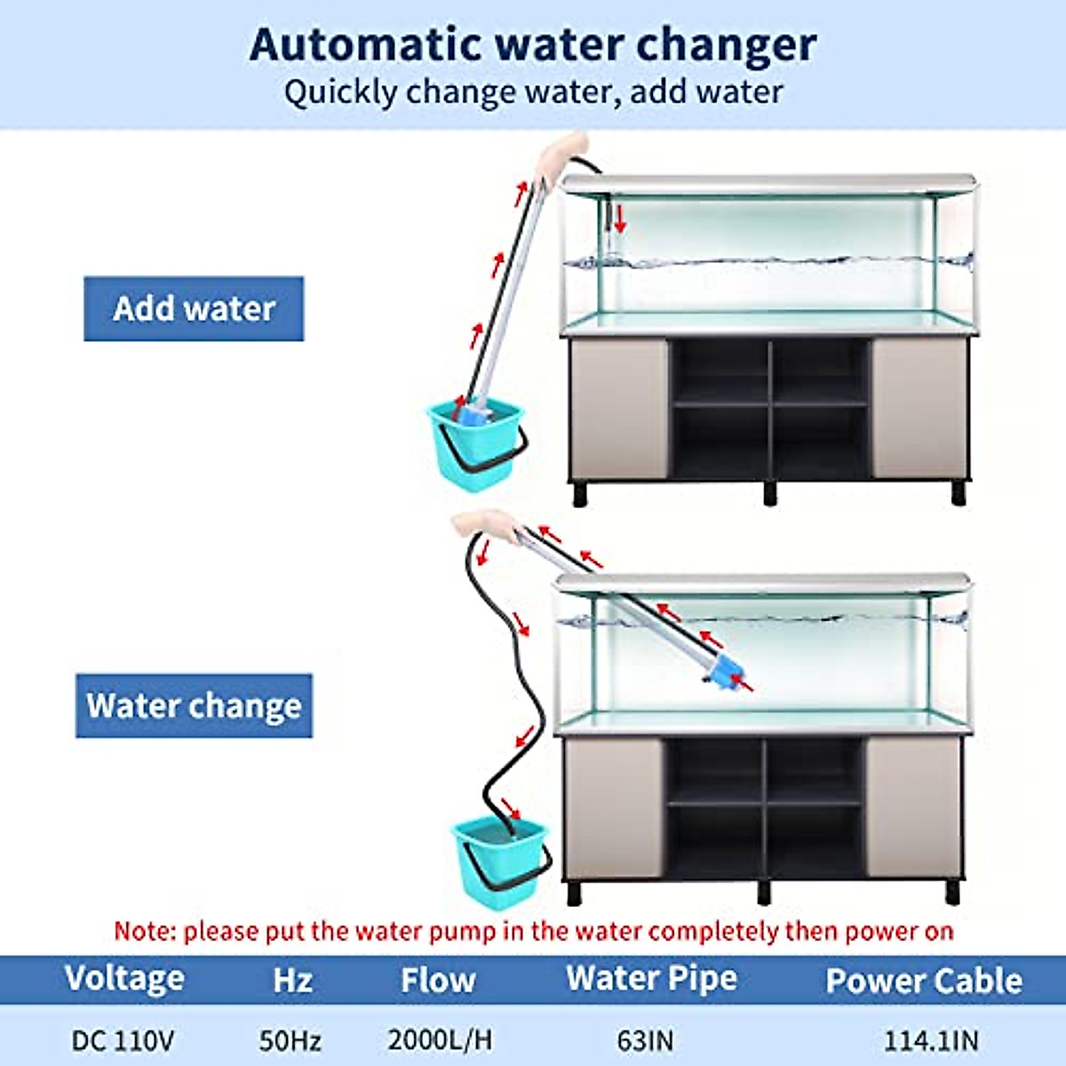 boxtech Upgraded Electric Aquarium Cleaner, 12V DC/28W Auto Fish Tank Gravel Cleaning kit 6 in 1 Change Water and Wash Sand Filter for Aquarium 10-200 Gallon