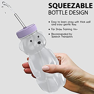 Honey Bear Straw Cup 2-pack with Travel Lid; 8oz straw bear cup for babies, improved lid design; Honeybear baby cup straw; Honey bear bottle cup; Straw learning therapy cup (Cherry Blossom/Unicorn)