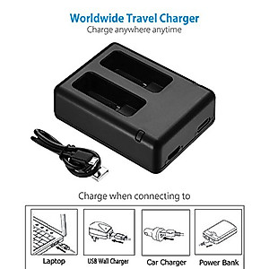 Powerextra Dual Battery Charger with Micro USB Cable for GoPro HERO8 Black GoPro HERO7 Black GoPro HERO6 Black GoPro HERO5, HERO5 Black GoPro Hero 2018