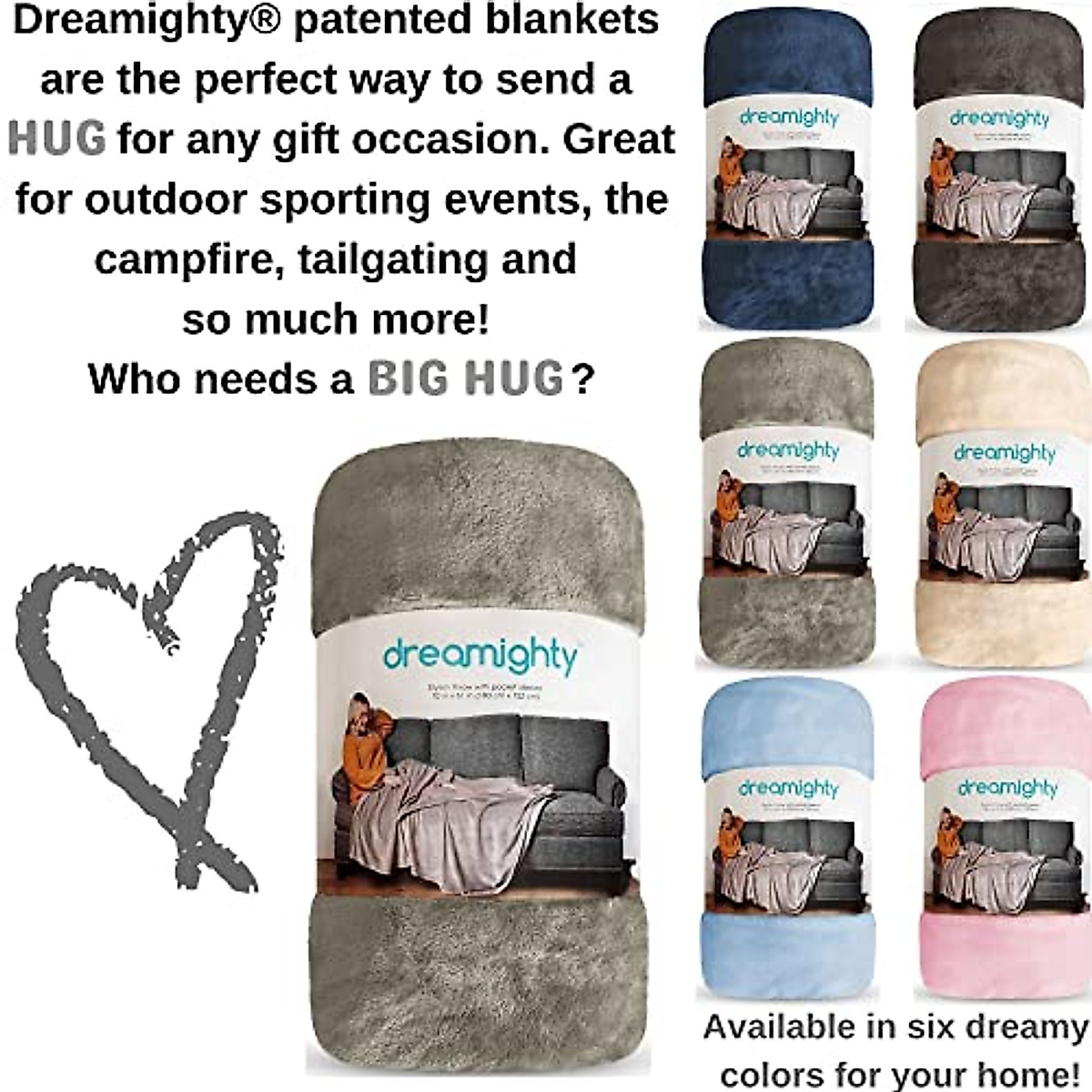 Dreamighty The Wearable Blanket That's Truly a Blanket! Cape and Cozy Throw Blanket in One, Mother s Day Gifts for Mom, Birthday Gifts for Women Who Have Everything, Best Friend, Get Well -Silver Gray