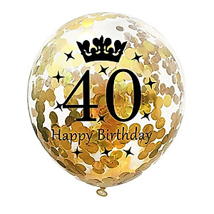 40th Birthday Balloons Black and Gold Birthday Decorations Latex Confetti Balloon for Women men 40 Year Old Anniversary Decoration Party Supplies 15 Pack 12 Inch(40 birthday balloon)