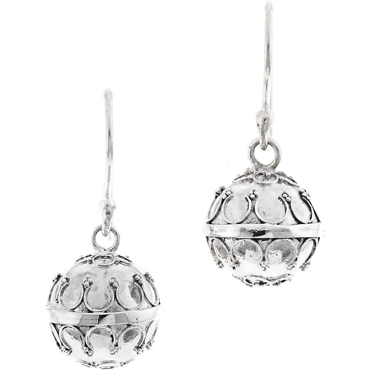 Handmade Harmony Ball Chime 925 Sterling Silver Earrings, 1/2"