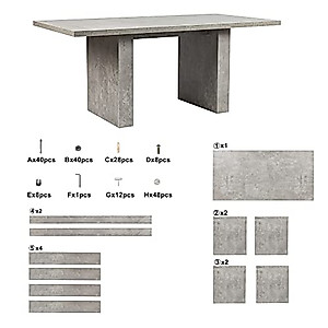 GIA Home Furniture Series 70-Inch Seamless Top Dining Room Table, 70 INCH, Cement Gray