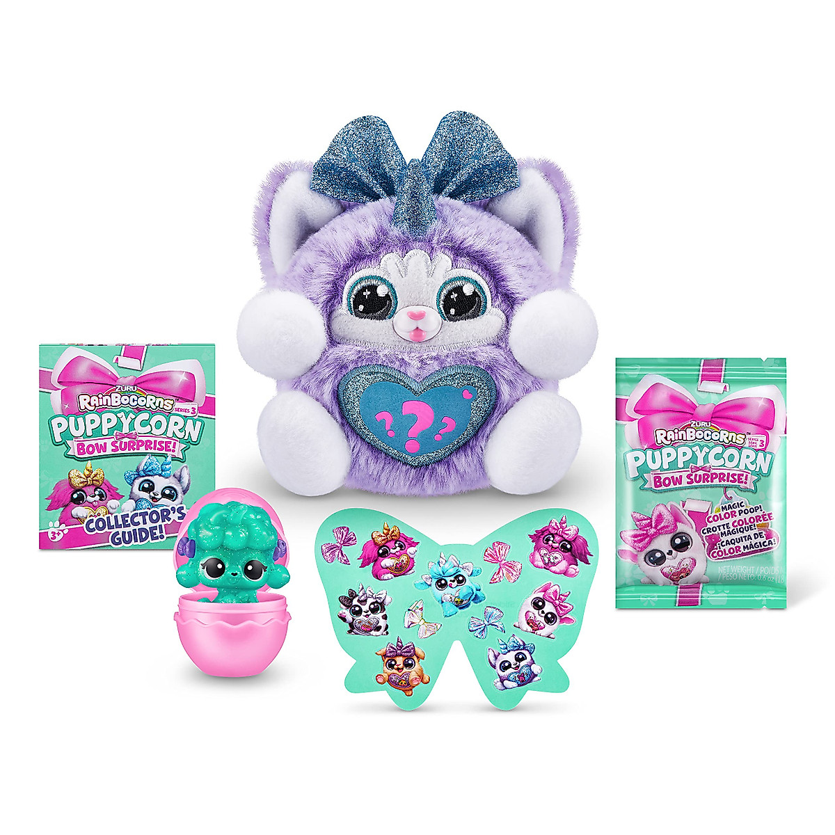 Rainbocorns Puppycorn Surprise Series 3 (Husky) by ZURU, Collectible Plush Stuffed Animal, Surprise Egg, Sticker Pack, Slime, Dog Plush, Ages 3+ for girls, Children