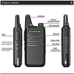 Walkie Talkies Rechargeable Long Range for Adults Baofeng FRS Walky Talky with 22 Channel Family Radio with VOX Type-CCharger Headsets for Camping Hunting Hiking,4Pack