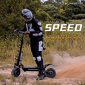 REDDYDY Adult Electric Scooter, Max Speed 55MPH,Total Power 6000W, 75mile Long Range Battery, 60V Dual Drive, 11-inch Wheels, Portable Foldable, Off Road (60V38AH 70-75 Mile Range)