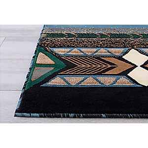 Handcraft Rugs - Navy Blue, Brown and Green, Modern Contemporary Southwestern, Native American Style Area Rug (Approximately 8 by 10)