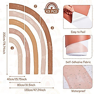 Haull 3 Pcs Large Rainbow Wall Decals Stickers Peel and Stick, Half Rainbow Boho Wall Sticker for Girls Kids Bedroom Decor Wallpaper Wall Decor for Kids Room Nursery Playroom, 78.74 x 47.24 Inch