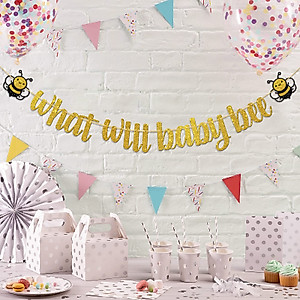 Dalaber What Will Baby Bee Banner, Bumble Bee Theme Baby Shower/Gender Reveal Party Decoration, What Will It Bee He or She Boy or Girl Sign Party Decor Banner Photo Booth Prop