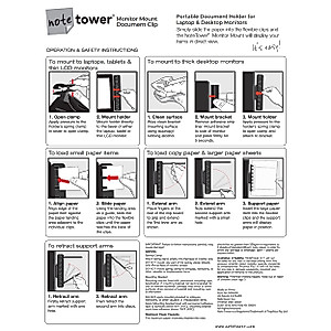 Note Tower Monitor Document Paper Holder for Typing - Sticky Note Organizer - Mounts to Laptops & Desktop Monitors, Reduces Eye and Neck Strain - Black