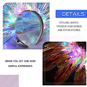 JONKY Light Up Headband Led Crown Headbands Glow Tinsel Headpiece Party Rave Hair Accessories for Women and Adults