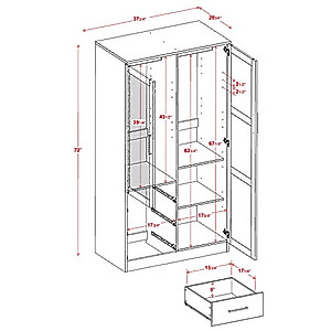 Palace Imports Metro 100% Solid Wood Wardrobe with Mirror, White