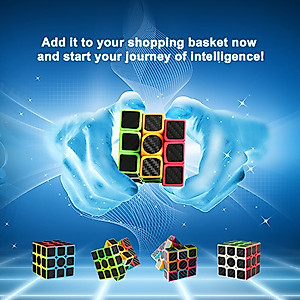 CFMOUR 2 Pack Speed Cube 3x3 Set, Fast Magic Cube for Kids, Smooth Carbon Fiber Cubes, Puzzle Toys