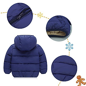 Happy Cherry Boys Blue Winter Hooded Bubble Coat Warm Down Jacket Thick Outerwear for 6 to 7 years old
