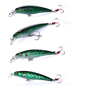 Minnow Lures,Fishing Lures for Bass,Fishing Tackle CrankBait Bass,Hard Bait Swimbait Fishing Lure,Topwater Lures for Trout Walleye Bass Freshwater/Saltwater Artificial Fishing Lure,10pcs/Box