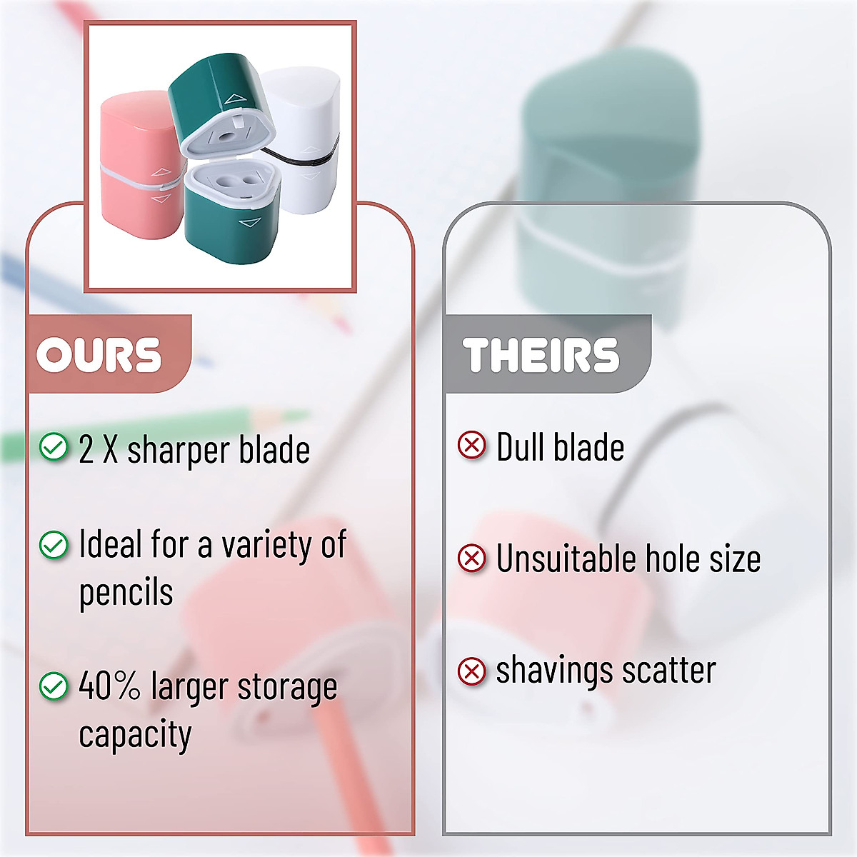 Mr. Pen- Pencil Sharpener for Colored Pencils, 3 Pack, 3 Hole, Pencil Sharpener Manual, Art Pencil Sharpeners, Jumbo Pencil Sharpener, Artist Pencil Sharpener, Colored Pencil Sharpener