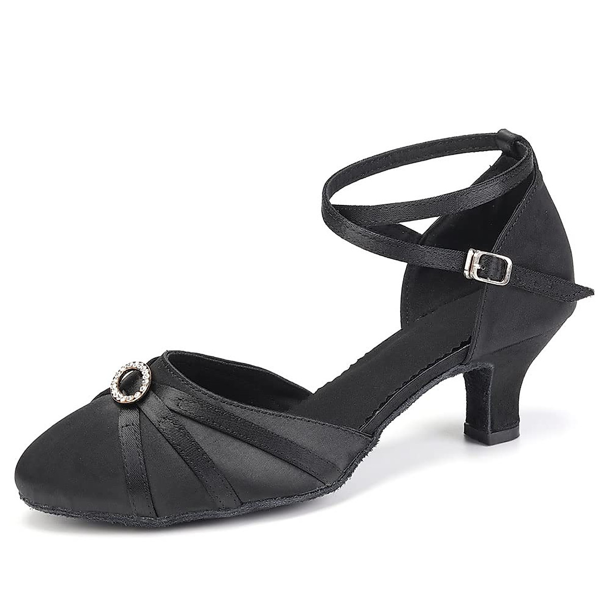 JUODVMP Women's Ballroom Latin Dance Shoes Black Salsa Tango Waltz Social Dance Shoes for Ladies Indoor Dancing 2 inch Heel YCL117 Black,8.5 US