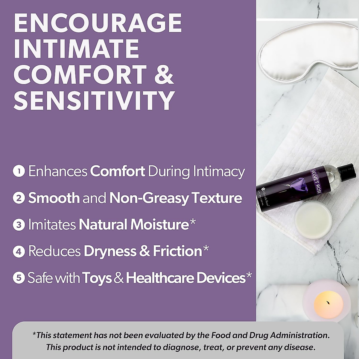 Intimate Rose Velvet Rose Intimate Lubricant Vaginal Moisturizer 8oz - Personal Water Based Lubricant for Women Pleasure & Couples