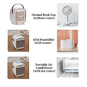 Portable Air Conditioner, Rechargeable Personal Air Conditioner, Mini Air Conditioner with 3 Speeds, Quiet Cordless Mini AC with Handle for Bedroom, Office, Dorm, Camping
