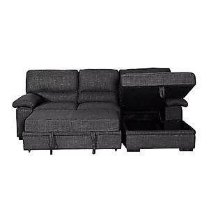 Primo Jordan L-Shaped Sleeper Sectional Sofa with Storage - Versatile 93 in. Pull-Out Sofa Bed with Hidden Storage for Living Rooms