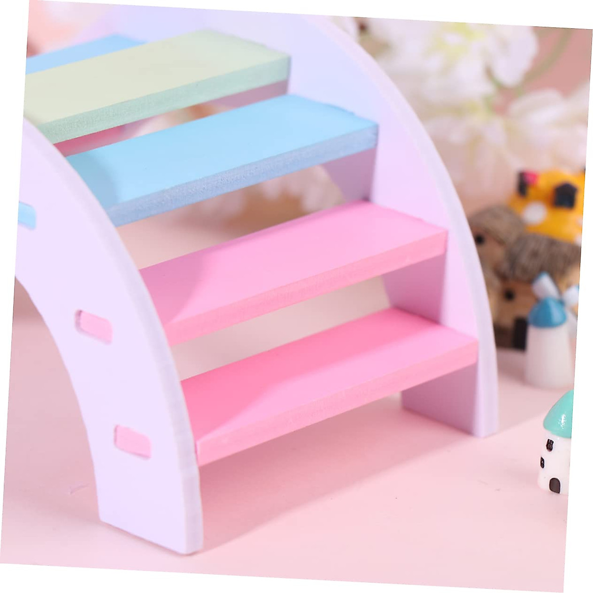 Ipetboom Chinchilla Toys Hamster Wooden Ladder Bridge Rat Chew Toy Guinea Pigs Climbing Toy Small Animals Cage Accessories for Chinchillas Gerbil Mice Ferret Rainbow Color Hamster Toys