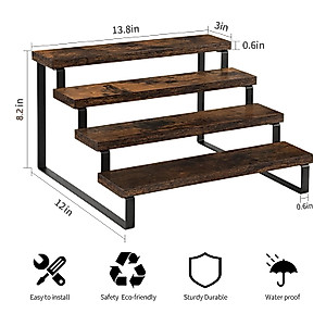 YINMIT Wooden Display Riser Stand, Tiered Perfume and Cologne Organizer Stand, 4 Tier Spice Rack Organizer, Rustic Display Shelf for Candles (4 Tier)