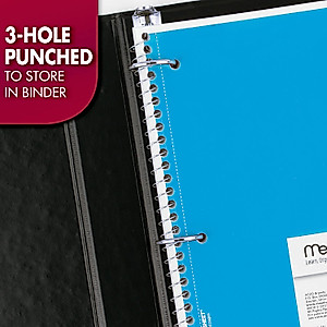 Mead Spiral Notebook, 4 Pack, 1-Subject, Wide Ruled Paper, 7-1/2" x 10-1/2", 70 Sheets per Notebook, Colors Will Vary (72873)