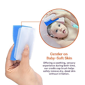 Special Supplies (12 Pack) Baby Bath Sponges Soft Foam Scrubber with Cradle Cap Bristle Brush - Body, Hair, and Scalp Cleaning - Gentle on Infant, Toddler Sensitive Skin - Great Sensory Feel