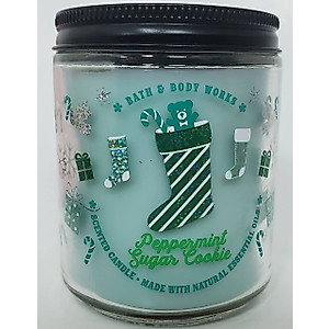 Bath & Body Works, White Barn 1-Wick Candle w/Essential Oils - 7 oz - 2021 Christmas & Winter Scents! (Peppermint Sugar Cookie)