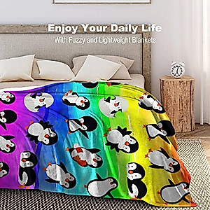 Animal Penguin Blanket Ultra Soft Penguins Flannel Fleece Throw Blankets Lightweight Microfiber Fun Art Bedding for Sofa Bed Couch Travel 50"X40"