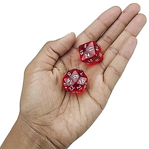 Wiz Dice 24 and 30 Sided Translucent Red Polyhedral Dice - Set of 2 (1 Each)