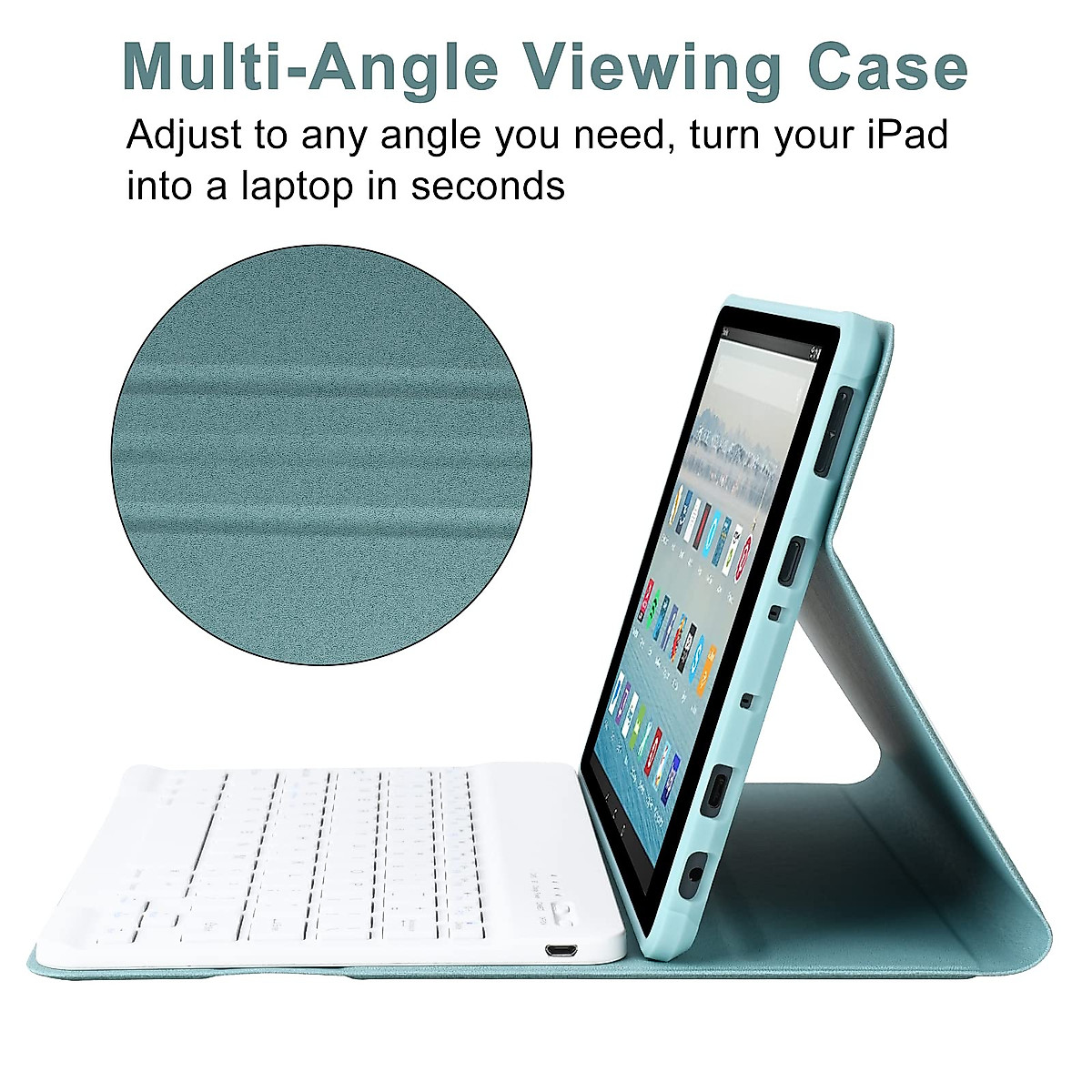 Keyboard Case for Kindle Fire HD 10 and Fire HD 10 Plus Tablet (2021 Release 11th Generation) Slim Smart Cover with Detachable Bluetooth Keyboard for Fire HD 10 & HD 10 Plus