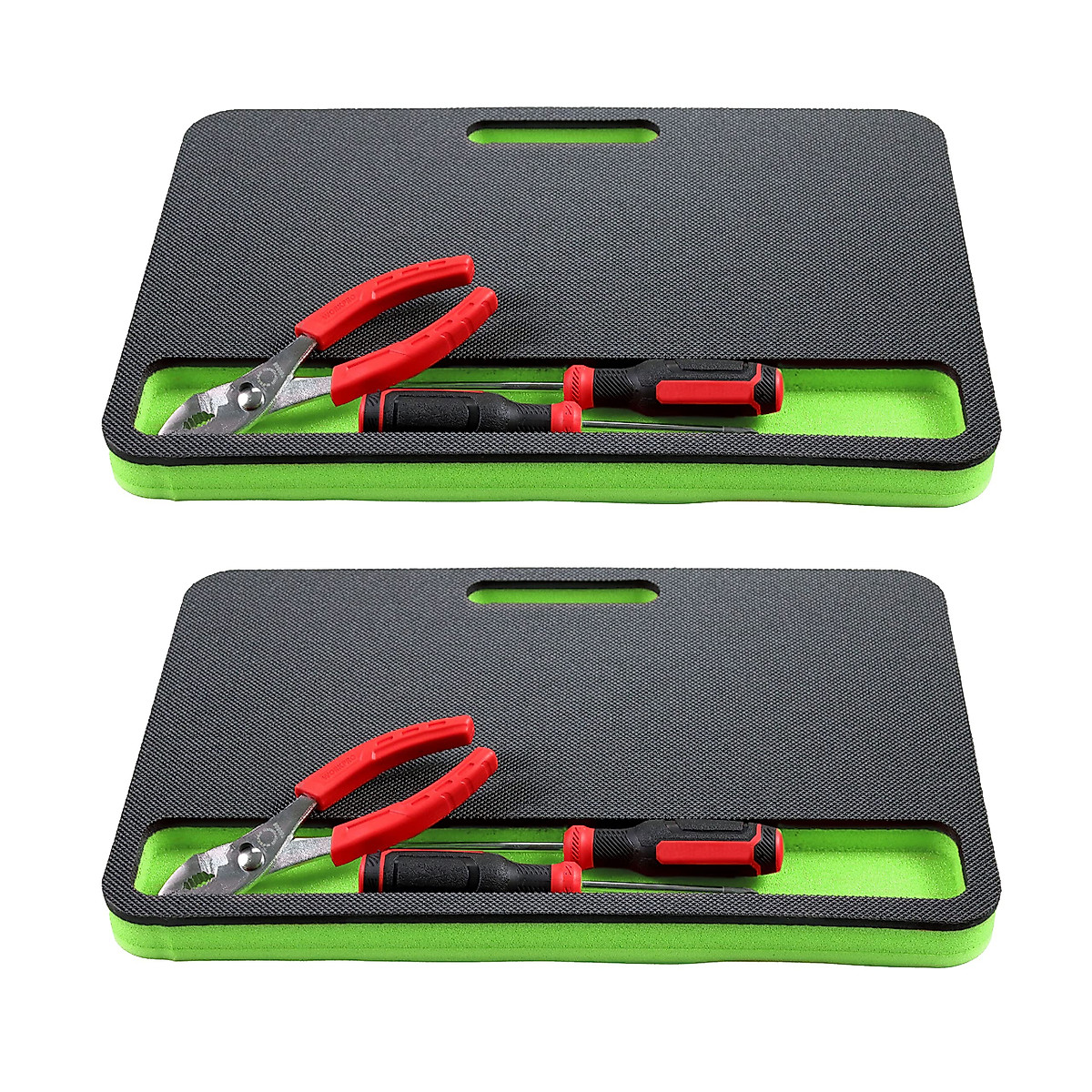 Polar Whale 2 Portable Knee Cushions Green and Black with Tool Pocket for Home Garden Work Automotive Workshop More Durable Thick Comfortable High Density Waterproof Foam 15 x 10 Inches Kneeling Pad