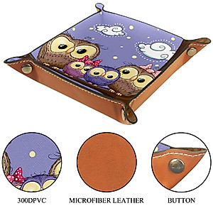 PU Leather Dice Trays Folding Portable Dice Rolling Tray Holder Storage Box for ice Games RPG DND and Table Games, Owls Family