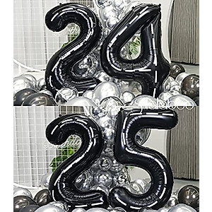 SULALABOO 40 Inch Black 2 Balloon Number Large Helium Number Balloons 0-9 Giant Digital 2nd Foil Mylar Big Party Balloon for Boy or Girl Birthday Party Anniversary Decorations