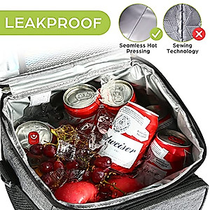 Insulated Lunch Bag Reusable Large Lunch Box for Men/Women, Leakproof Cooler Tote Portable Lunch Bag with Adjustable Shoulder Strap (Dark Grey)