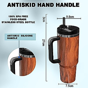 Dapperlin 40oz Stainless Steel Vacuum Insulated Tumbler with Lid and Straw for Water, Iced Tea or Coffee, Smoothie and More (Grain)