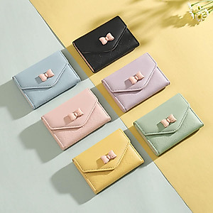 SUMGOGO Womens Small Wallet Girls Cute Cartoon Pig Trifold Little Slim Short Card Wallets (Green)