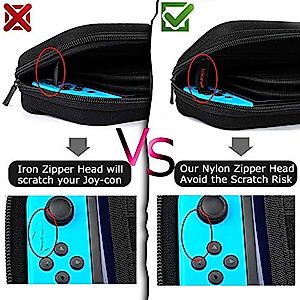 Daydayup Switch Case and Tempered Glass Screen Protector Compatible with Nintendo Switch - Deluxe Hard Shell Travel Carrying Case, Pouch Case for Nintendo Switch Console & Accessories, Streak Red