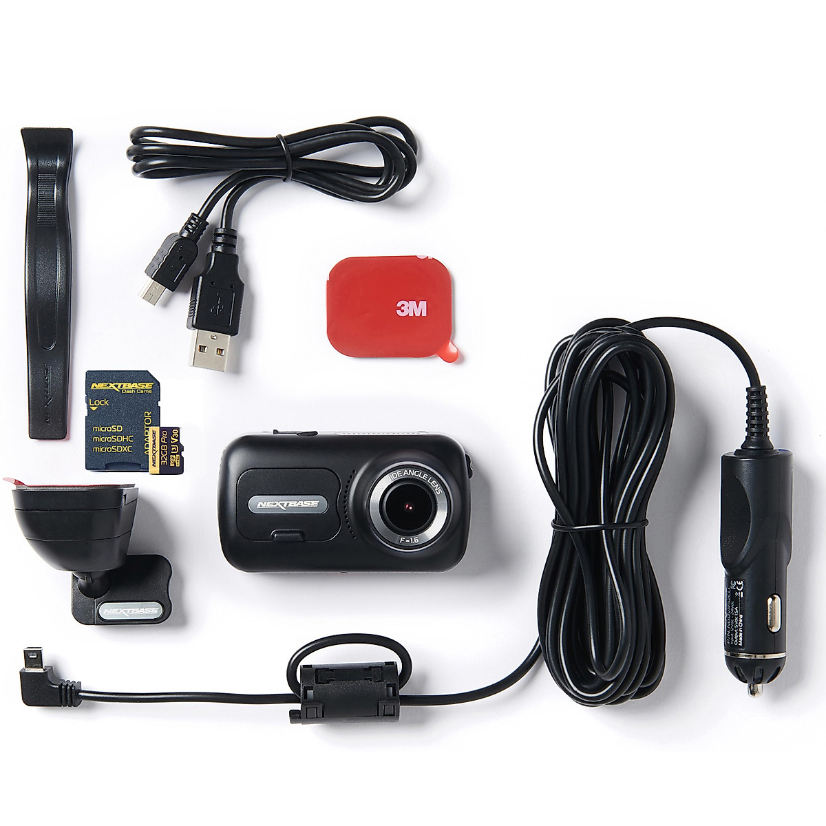 Nextbase 322GW Dash Cam and 32G Micro SD Card Bundle - Full 1080p/60fps HD Recording in Car Camera- 6 Lane Wide Front View- Wi-fi GPS Bluetooth- Parking Mode- Night Vision- Loop Records (Renewed)