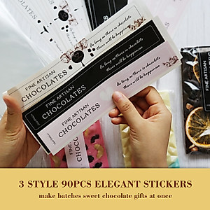 Chocolate Candy Bar Packaging Wrappers 190PCS SET With 100pcs 4"*7.8" Cellophane Clear Plastic Self Adhesive Bags and 90pcs Chocolate Stickers for DIY Chocolate Lover Small Batched Custom Sweets